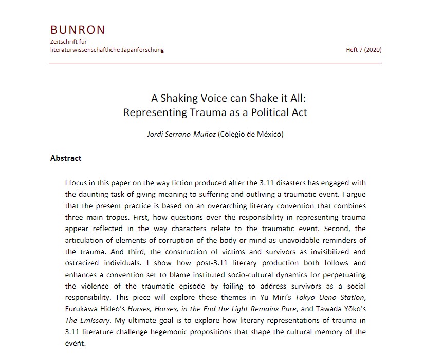 Article: “A Shaking Voice can Shake it All: Representing Trauma as a ...